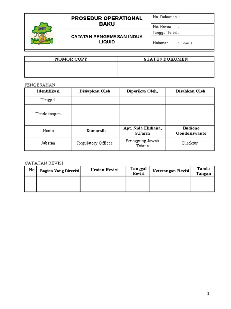 POB - Catatan Pengemasan Induk Liquid | PDF