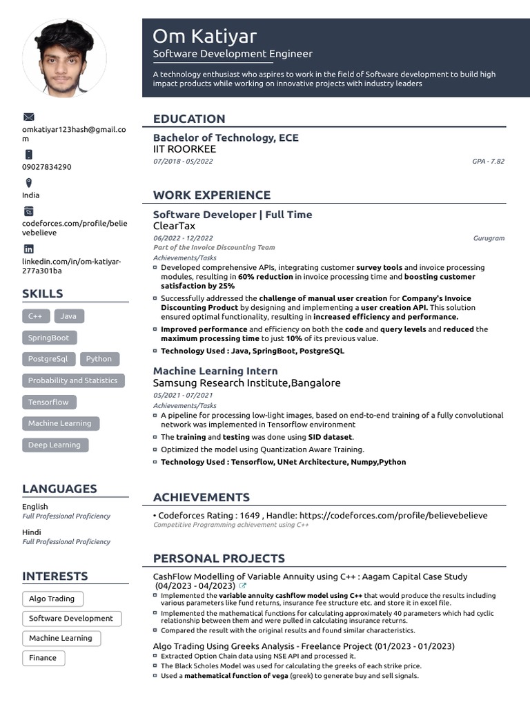 Om's Resume | Download Free PDF | Machine Learning | Software