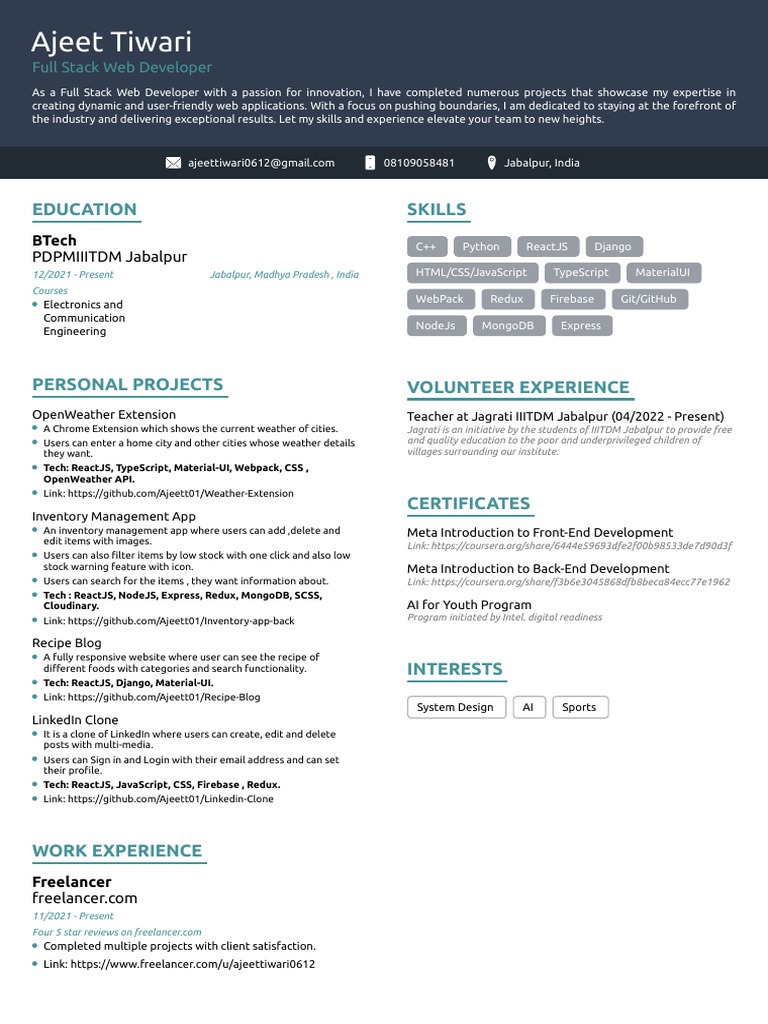 Ajeet's Resume | PDF | World Wide Web | Internet & Web