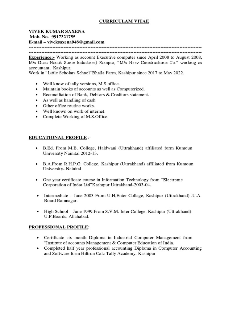 Resume Vivek 23 - 001 | PDF