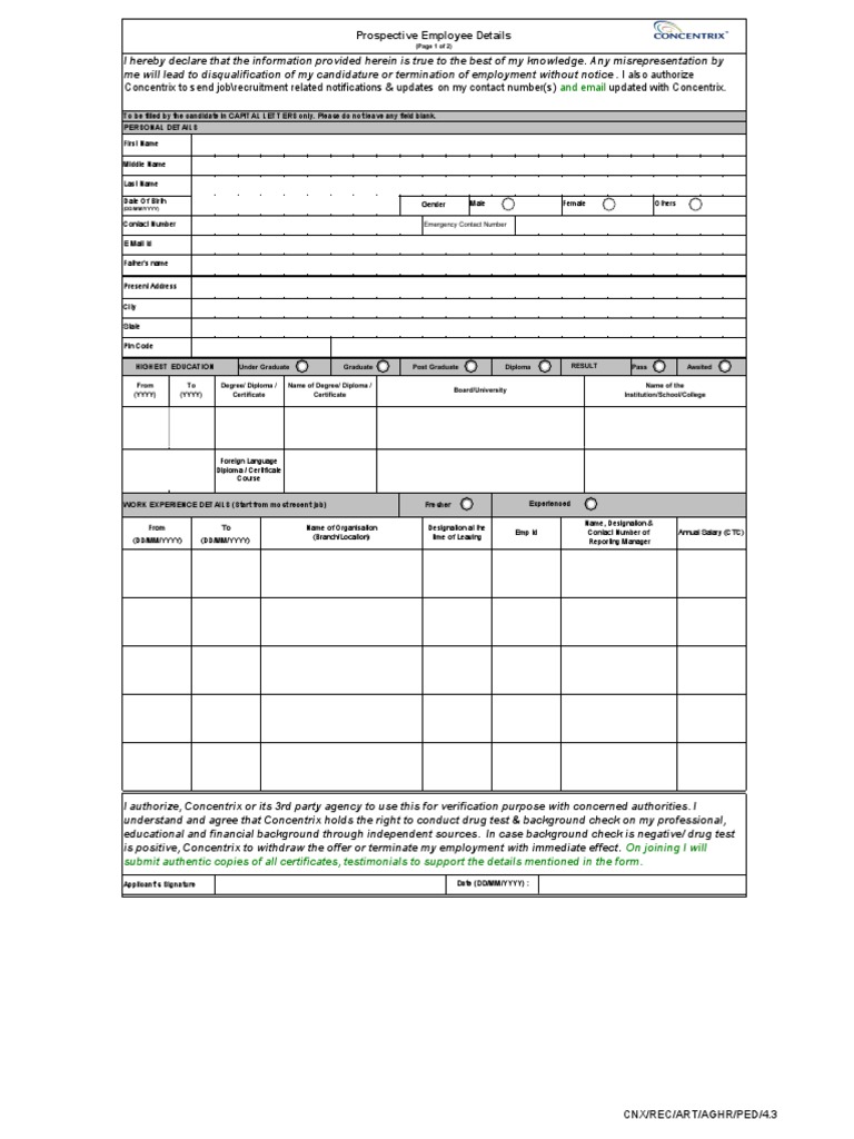Ped Form | PDF | Background Check | Recruitment