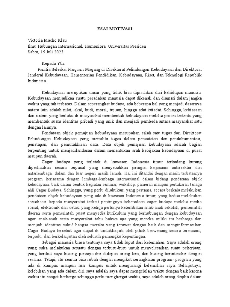 Contoh Surat Motivasi | PDF | Ilmu Sosial