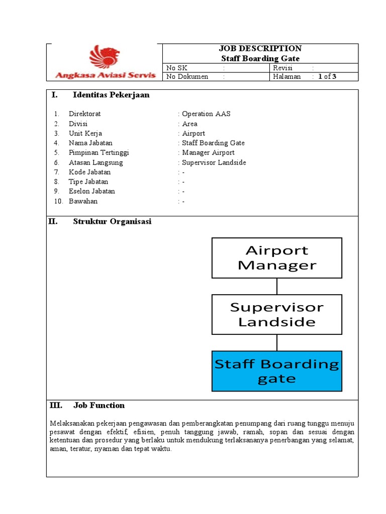 Jobdes Staf Boarding Gate | PDF