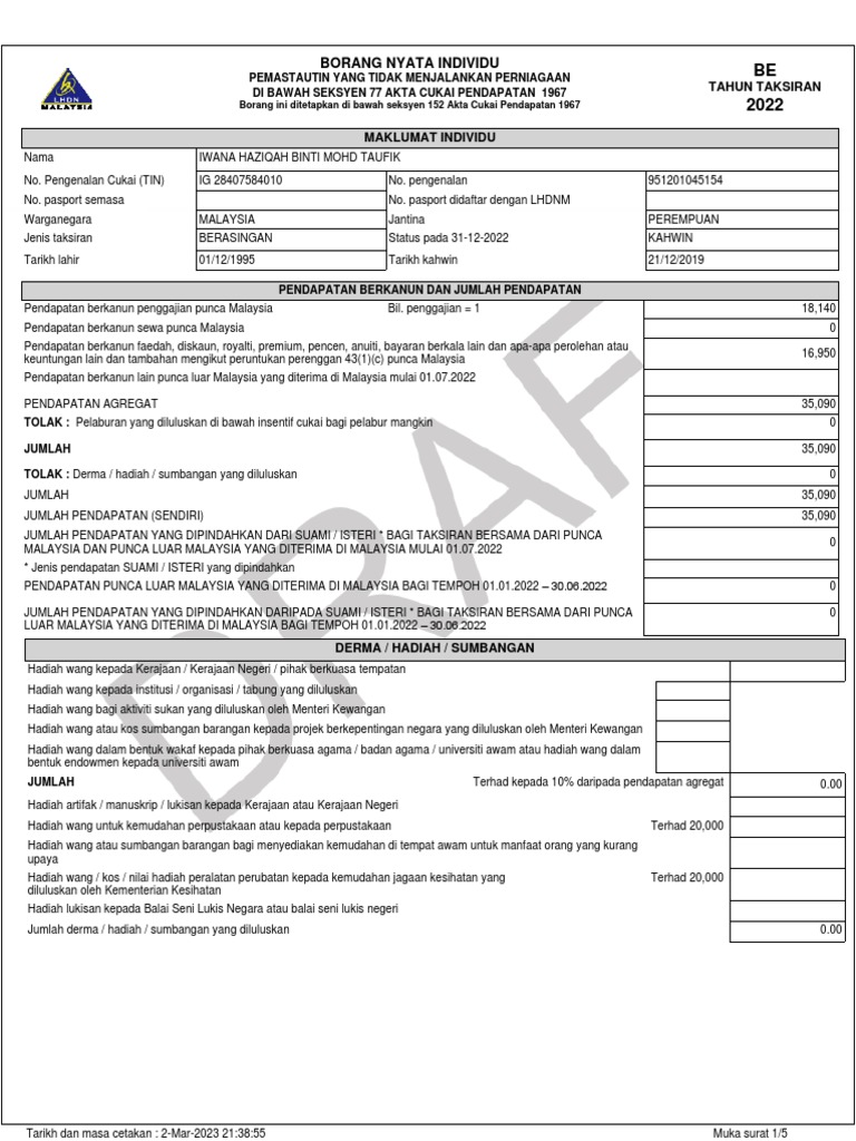 BE2022 Draf 951201045154 | PDF