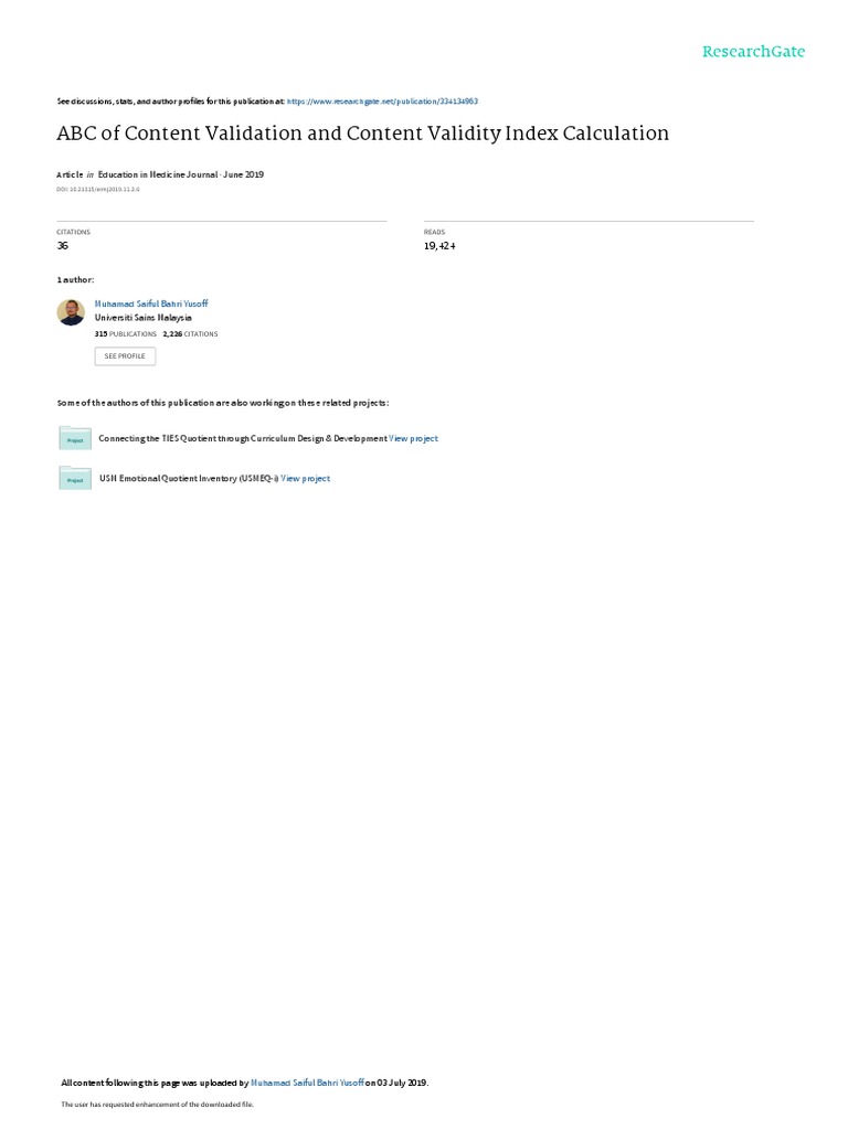 Content Validation for Researchers | PDF | Validity (Statistics) | Expert