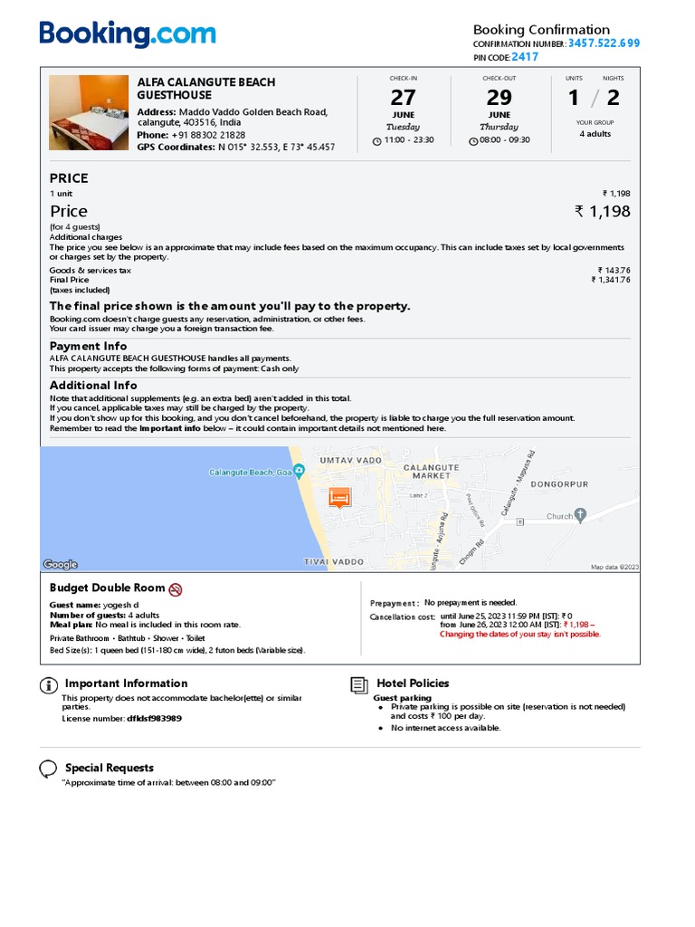 Goa Trip | PDF | Fee | Payments