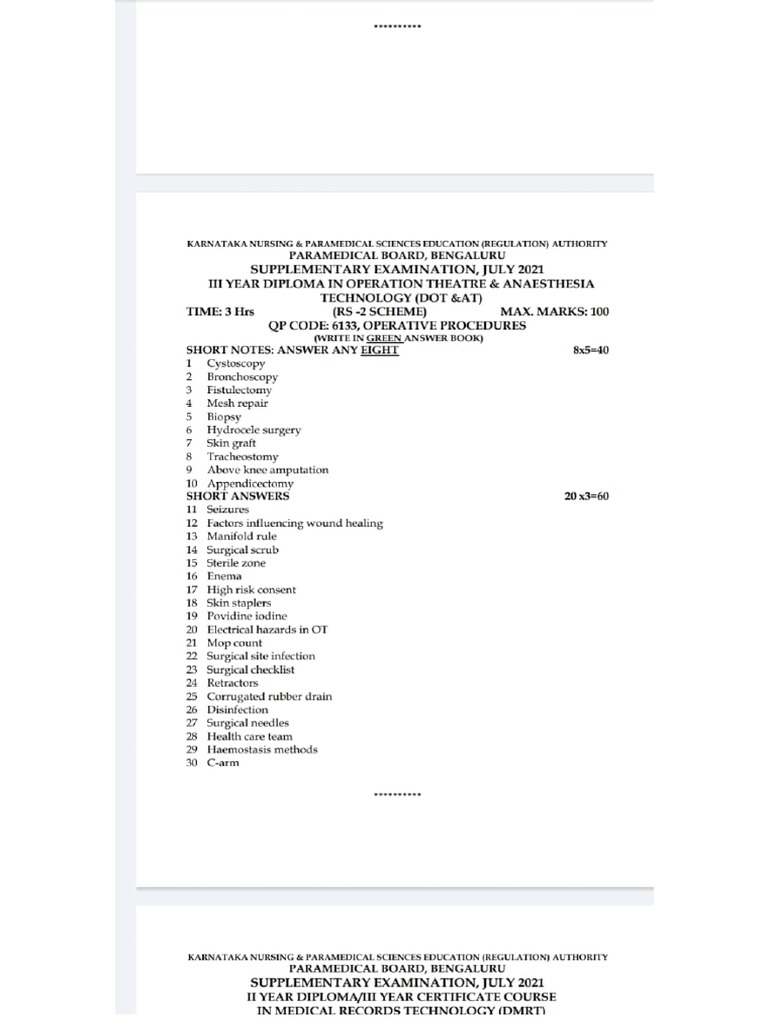 Operative Procedure 3rd Year Dot$at QP | PDF