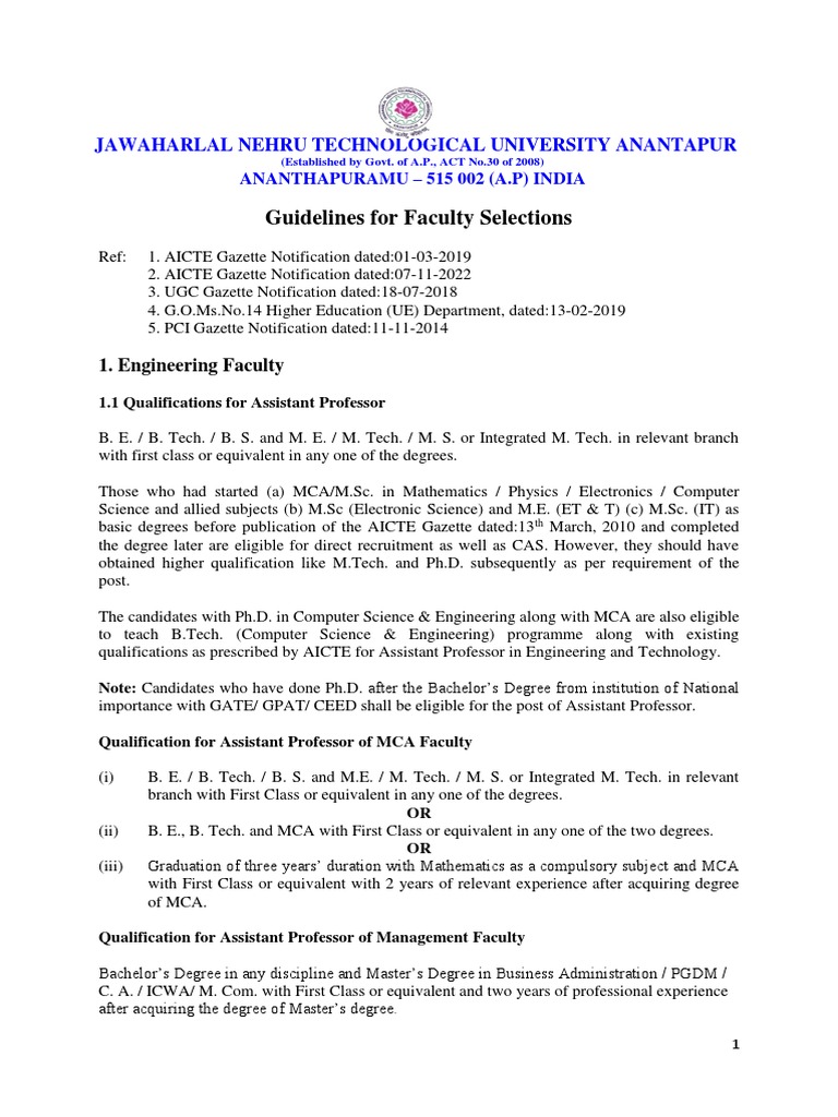 Faculty Selection Guidelines Overview | PDF | Doctor Of Philosophy ...