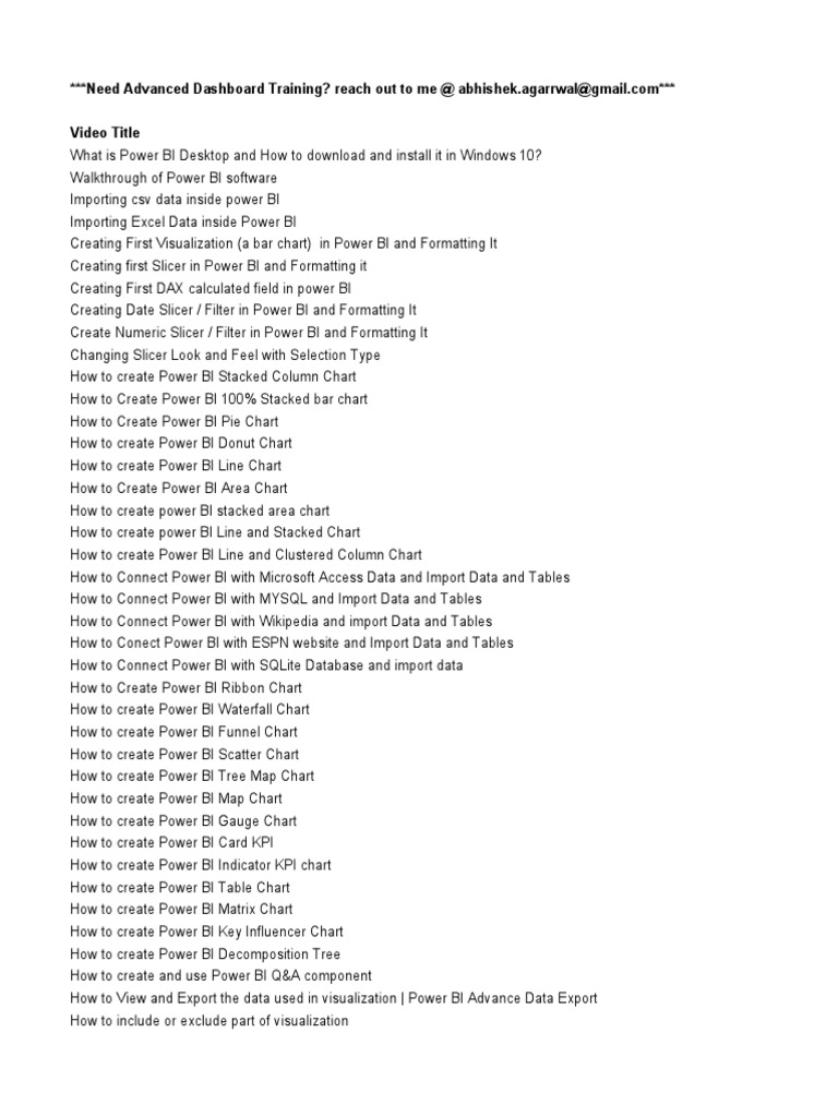 Power BI Video Tutorials | PDF | Computing | Data Management
