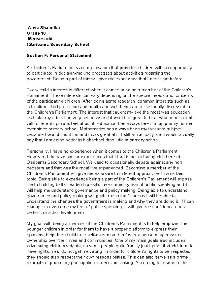 Personal Statement | Download Free PDF | Schools | Governance Personal Statement | Download Free PDF | Schools | Governance