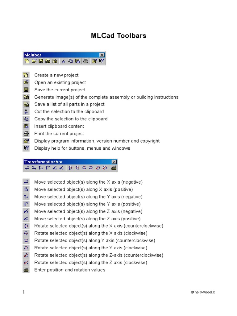 MLCad Toolbars | PDF | System Software | Software
