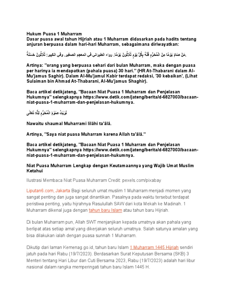 Hukum Puasa 1 Muharram | PDF