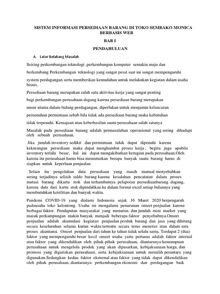 Sistem Informasi Persediaan Barang Di Toko Sembako Monica Berbasis Web ...