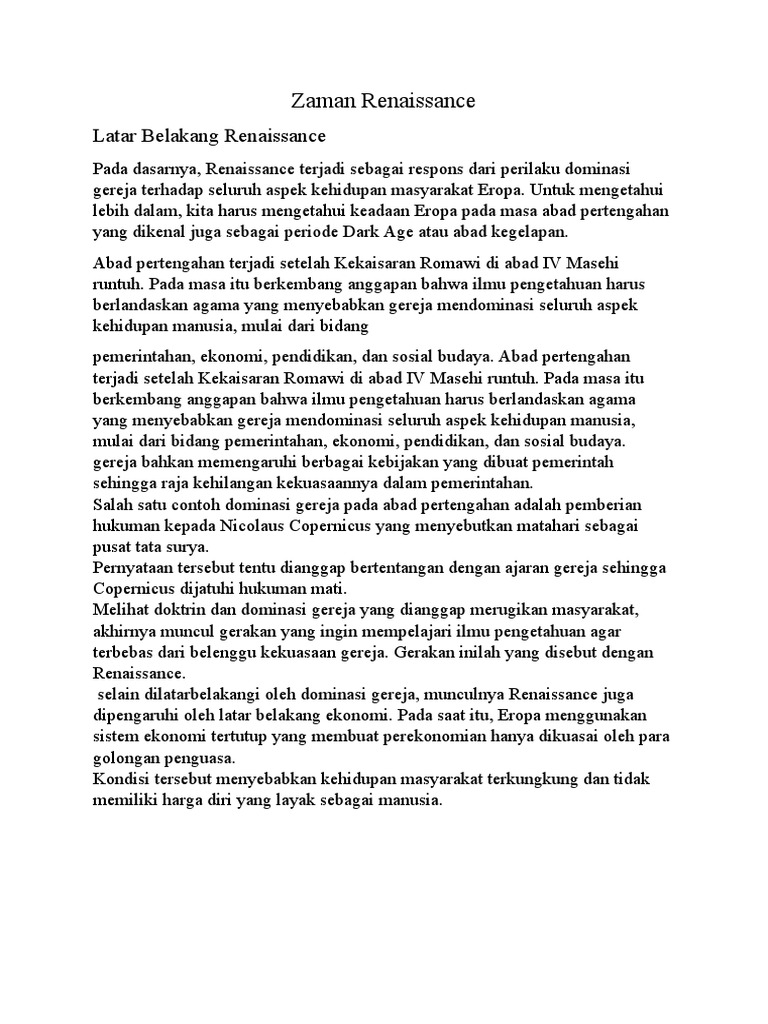 Zaman Renaissance | PDF | Sejarah
