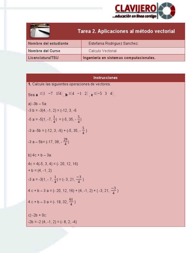 Tarea2.Calculo Vectorial | PDF | Álgebra | Física