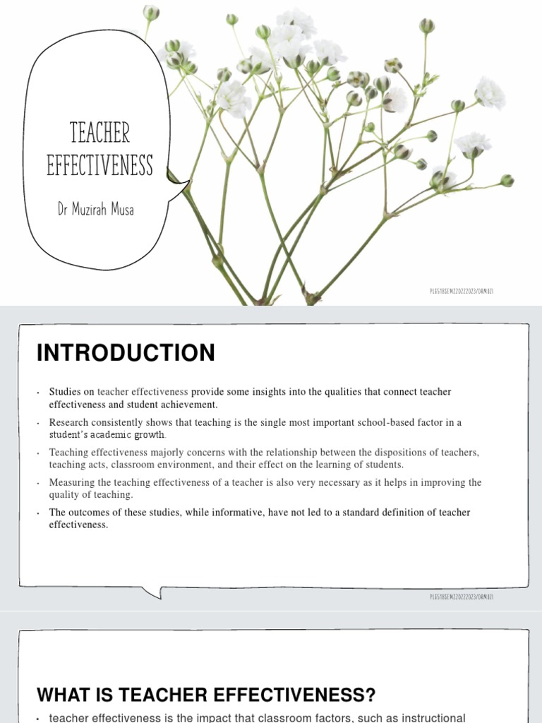 PLG518 Teacher Effectiveness | PDF | Teachers | Learning