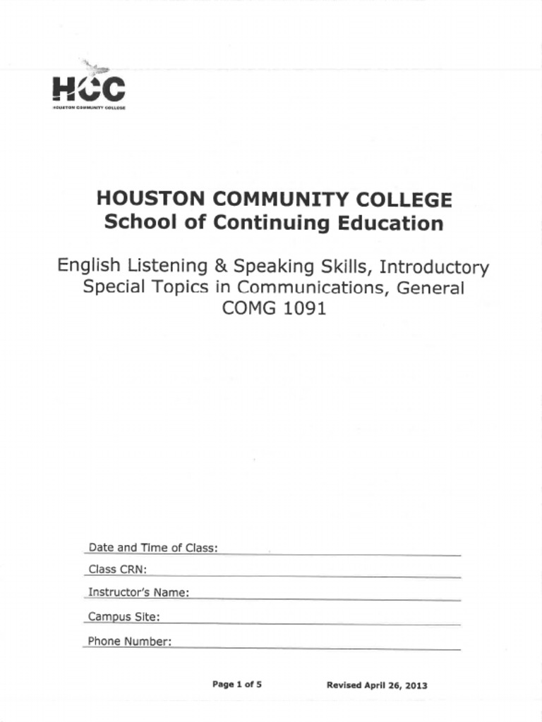 Syllabus Listening and Speaking Intro | PDF