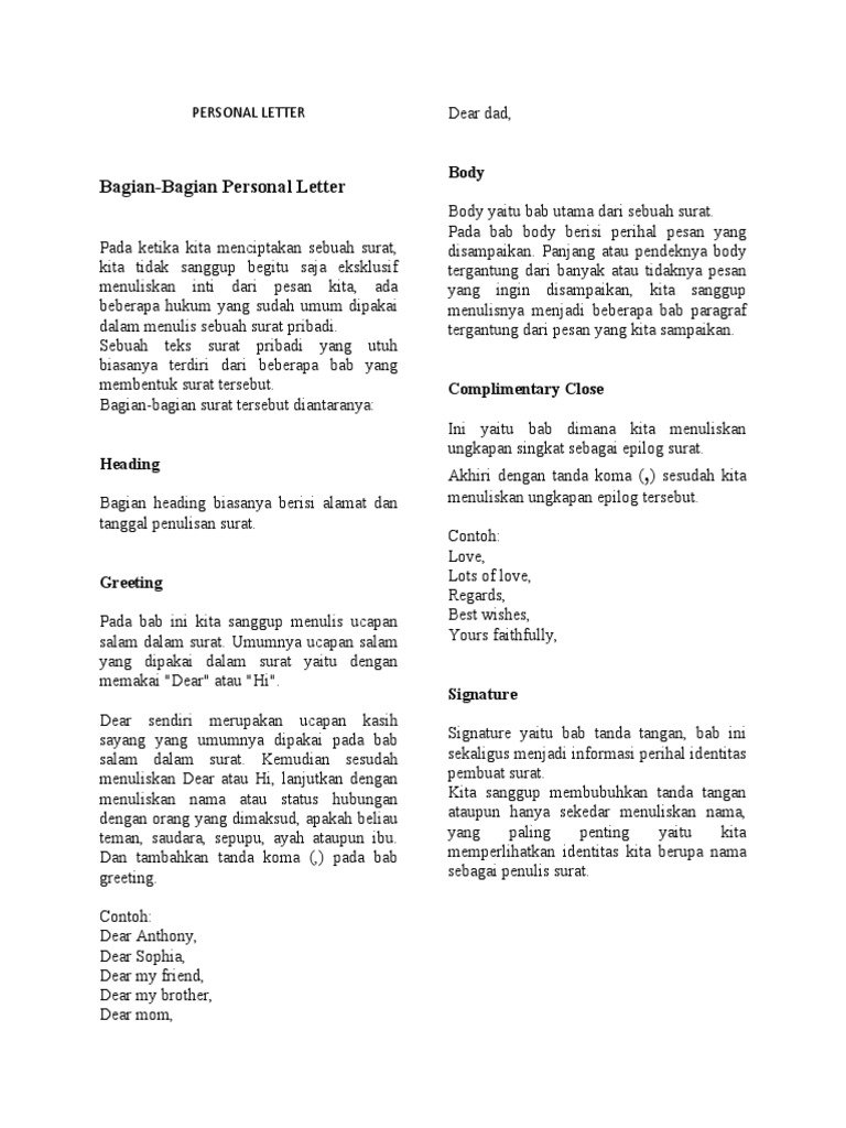 Bagian Personal Letter | PDF