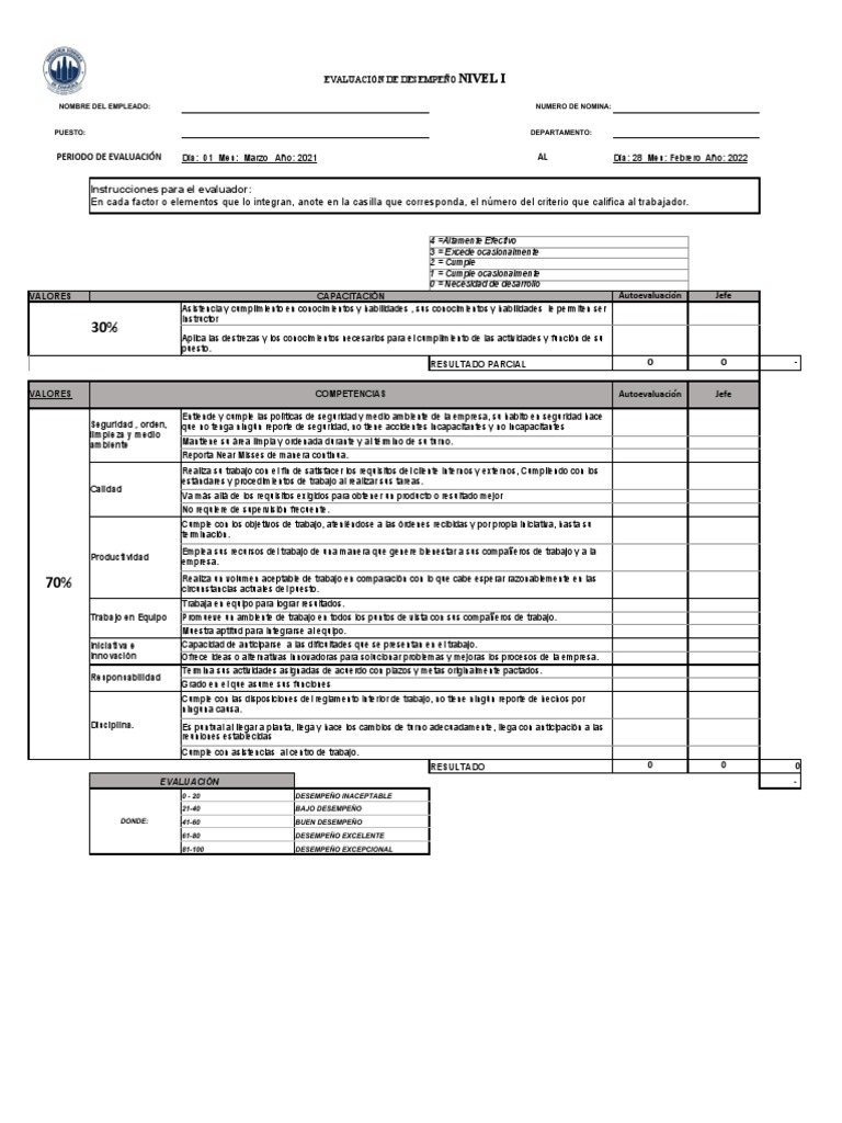 Formato Evaluacion de Desempeño Anual 2021 | PDF | Evaluación | Business