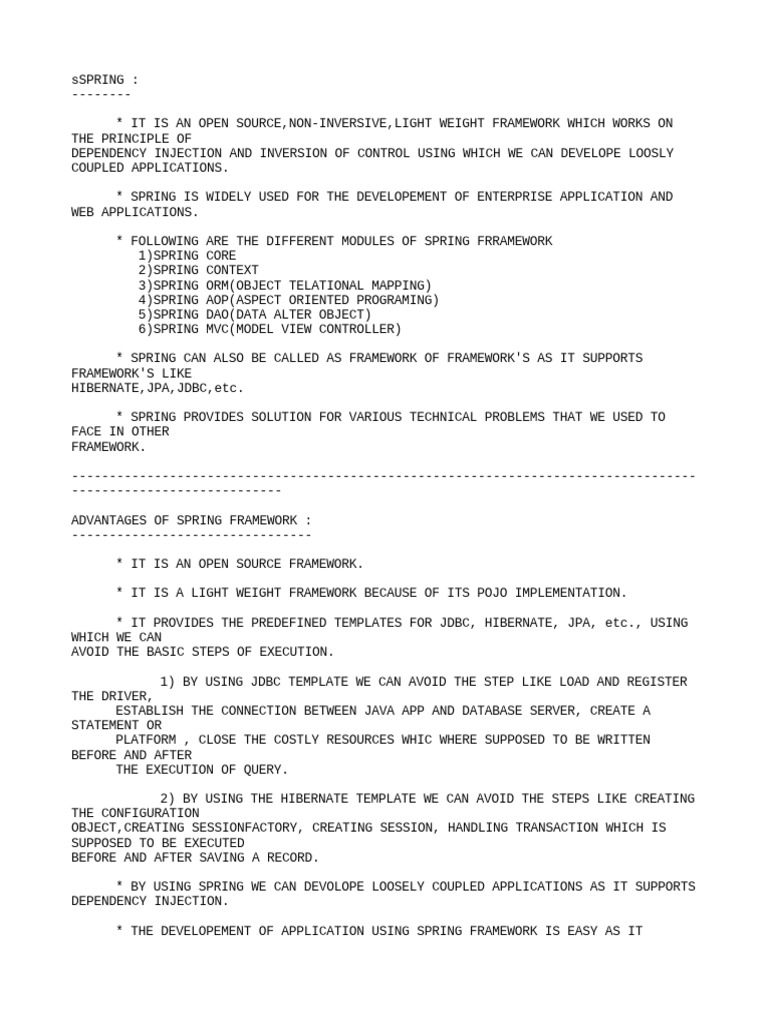 Spring Download Free Pdf Spring Framework Object Oriented Programming
