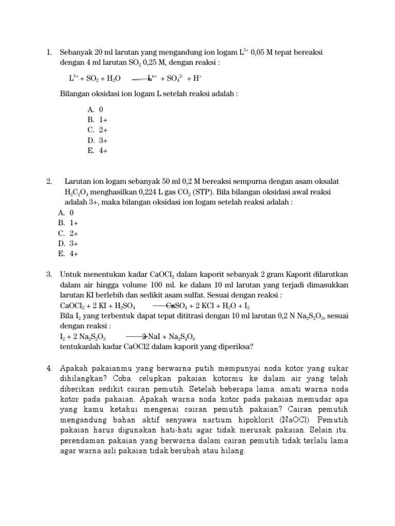 Soal Redoks | PDF