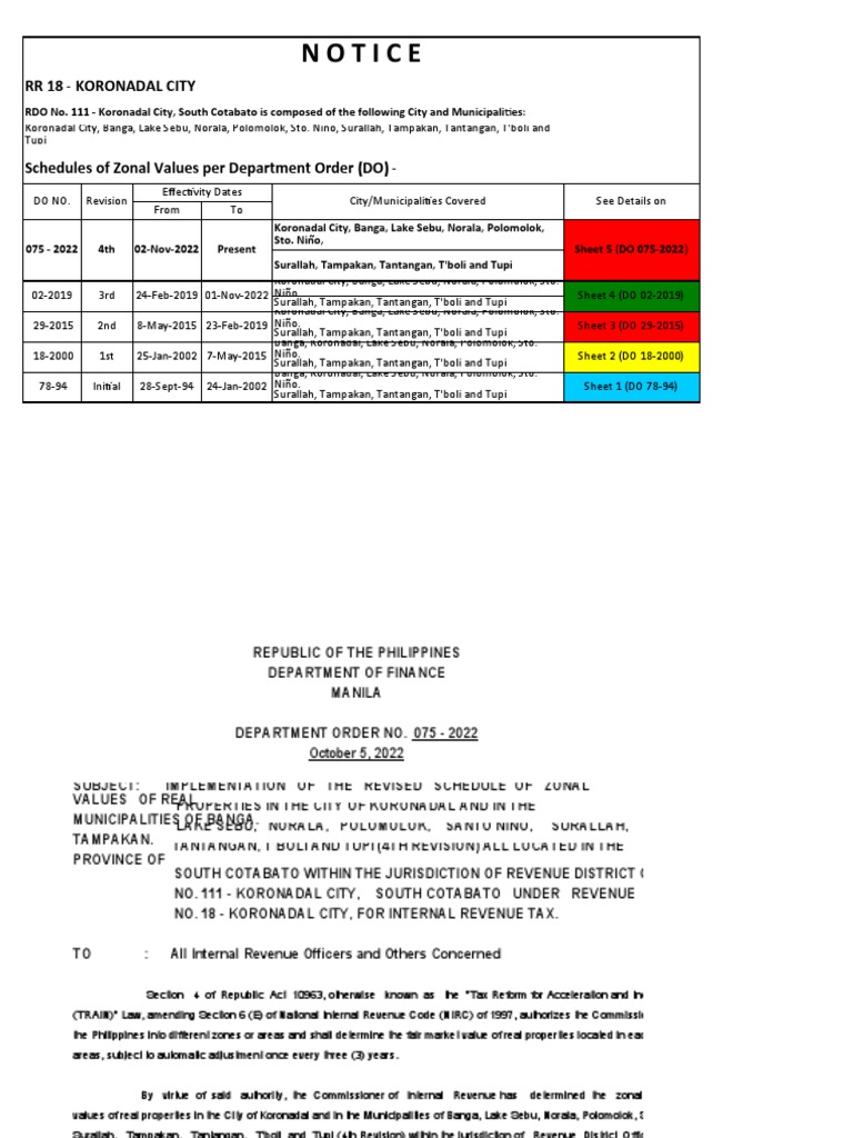 RDO No. 111 - Koronadal City, South Cotabato | PDF | Taxes