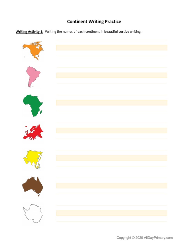 Continent Writing Practice 3 | PDF