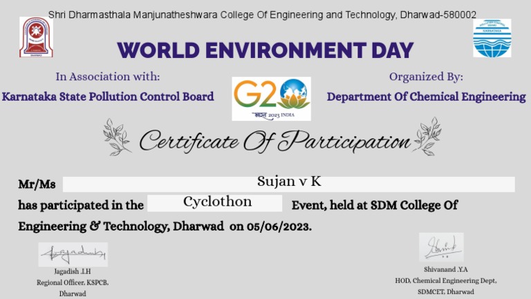Environment Day Certificates | PDF