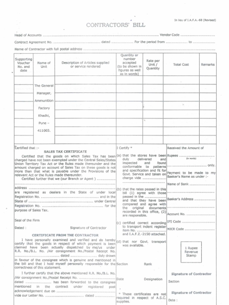Contractor Bill | PDF
