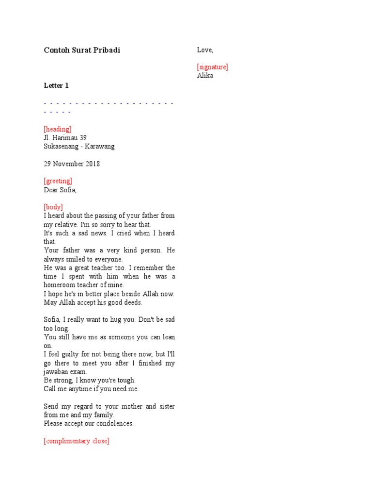 Contoh Personal Letter | PDF