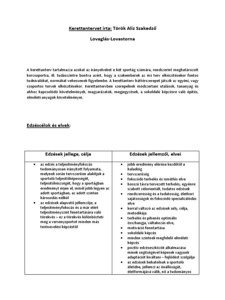 Lovas Kerettanterv | PDF