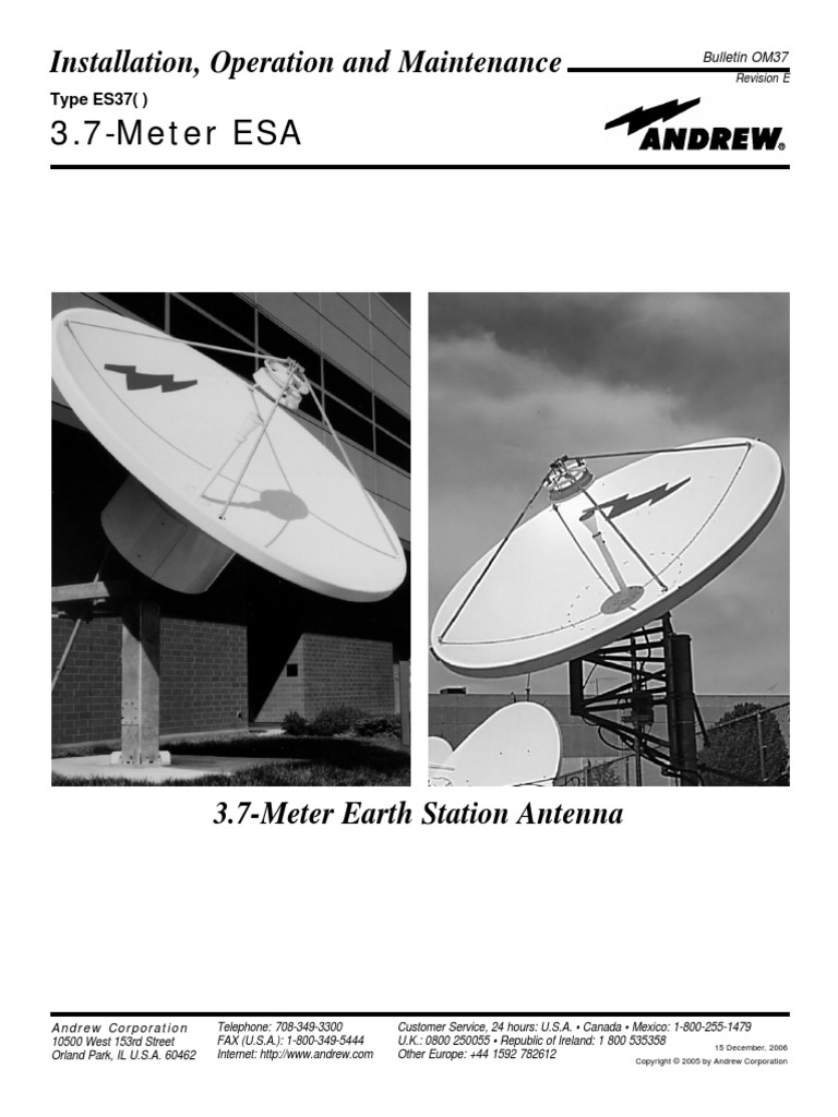 ASC 3.7m O&M Manual Rev E | PDF | Antenna (Radio) | Screw