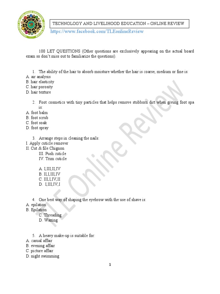 100 TLE Questions | PDF | Plumbing | Switch