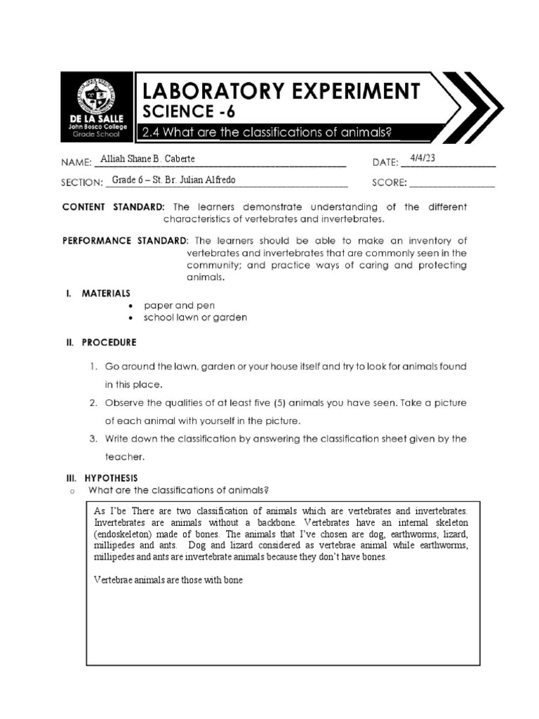 Animal Inventory | PDF
