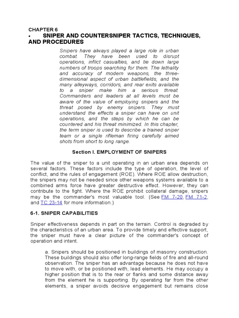 Chapter 6 Sniper and Countersniper Tactics, Techniques, and Procedures ...