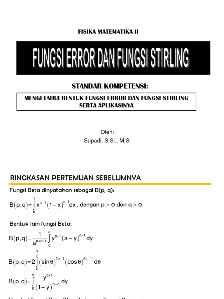 Fungsi Error Dan Fungsi Striling | PDF