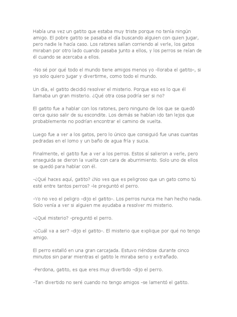 El Gatito Que No Tenia Amigos | PDF | Gatos