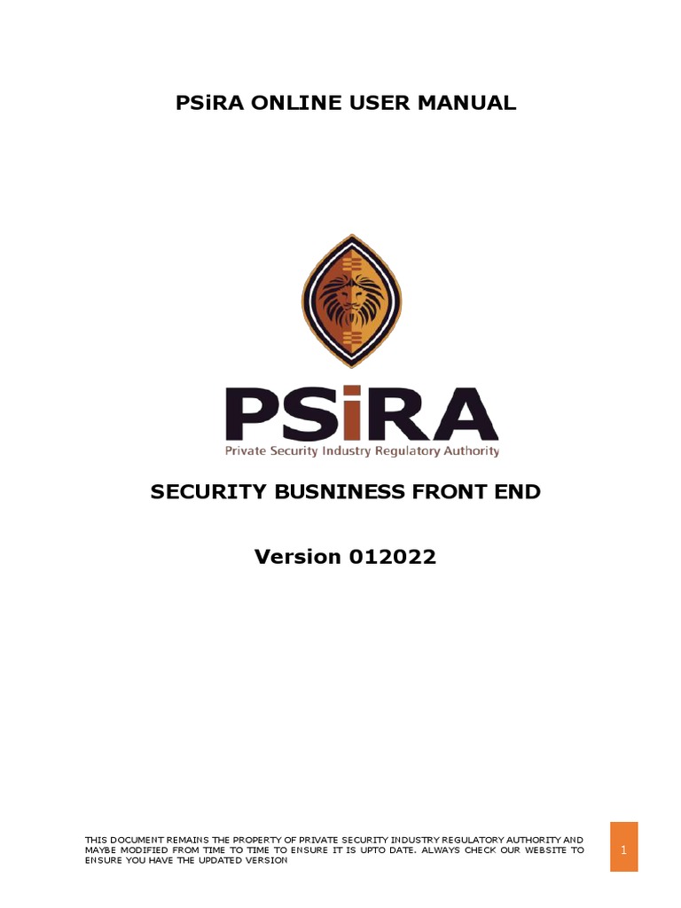PSiRA Online User Manual Guide | PDF | Invoice | Credit Card