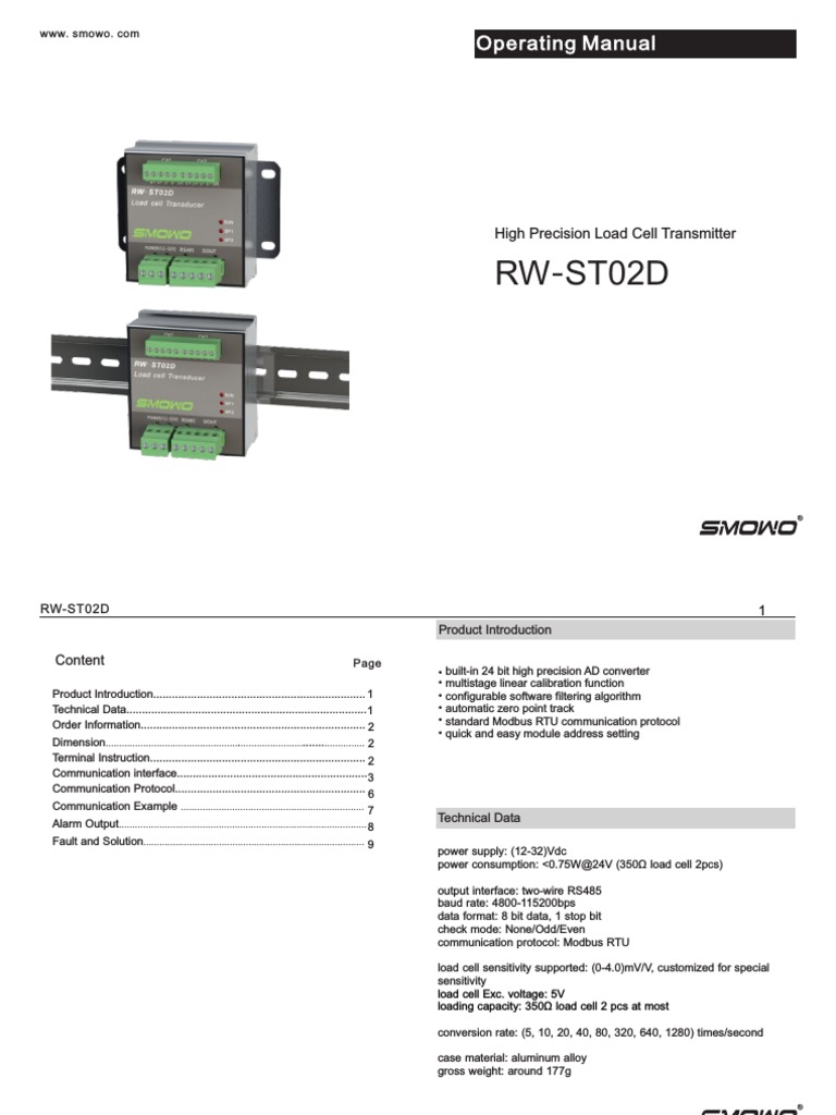 Bo Doc 2 Kenh Loadcell Do Chinh Xac Cao 24bit Truyen Thong rs485 RW ST02D Dau Can 2 Kenh RW ...