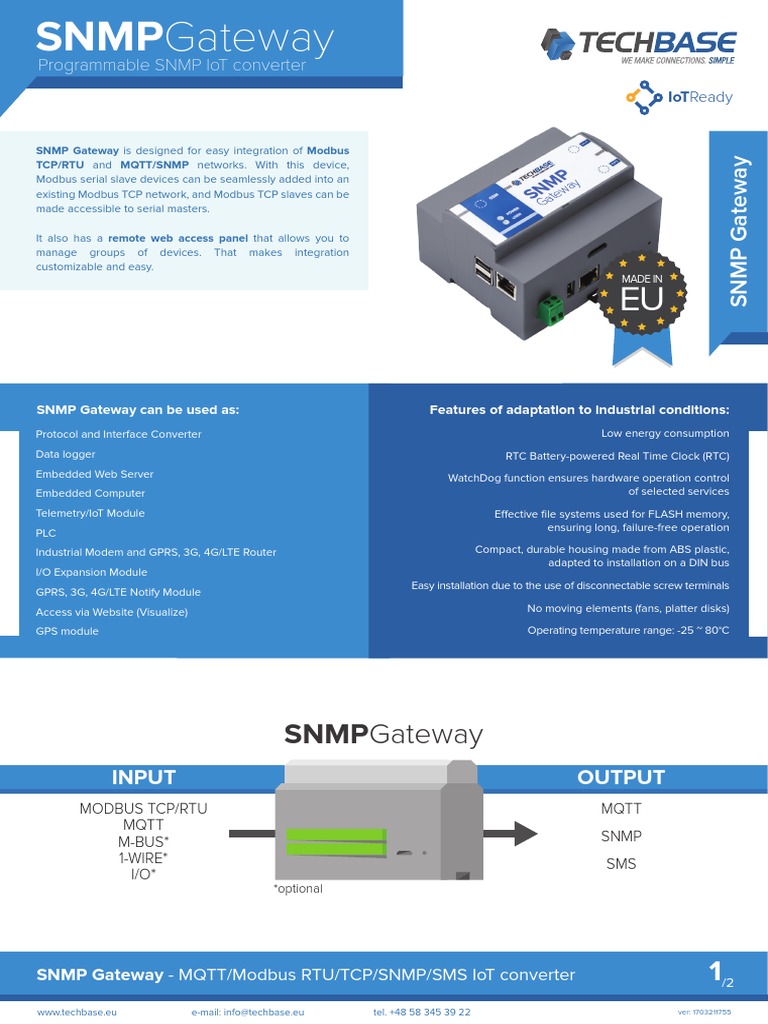 SNMP Gateway EN | PDF | Gateway (Telecommunications) | Port (Computer Networking)