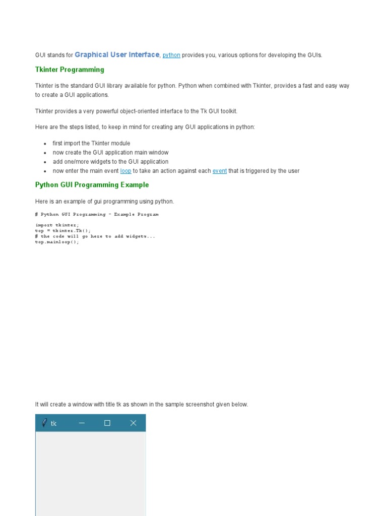 Python Notes1 | PDF | Graphical User Interfaces | Window (Computing)