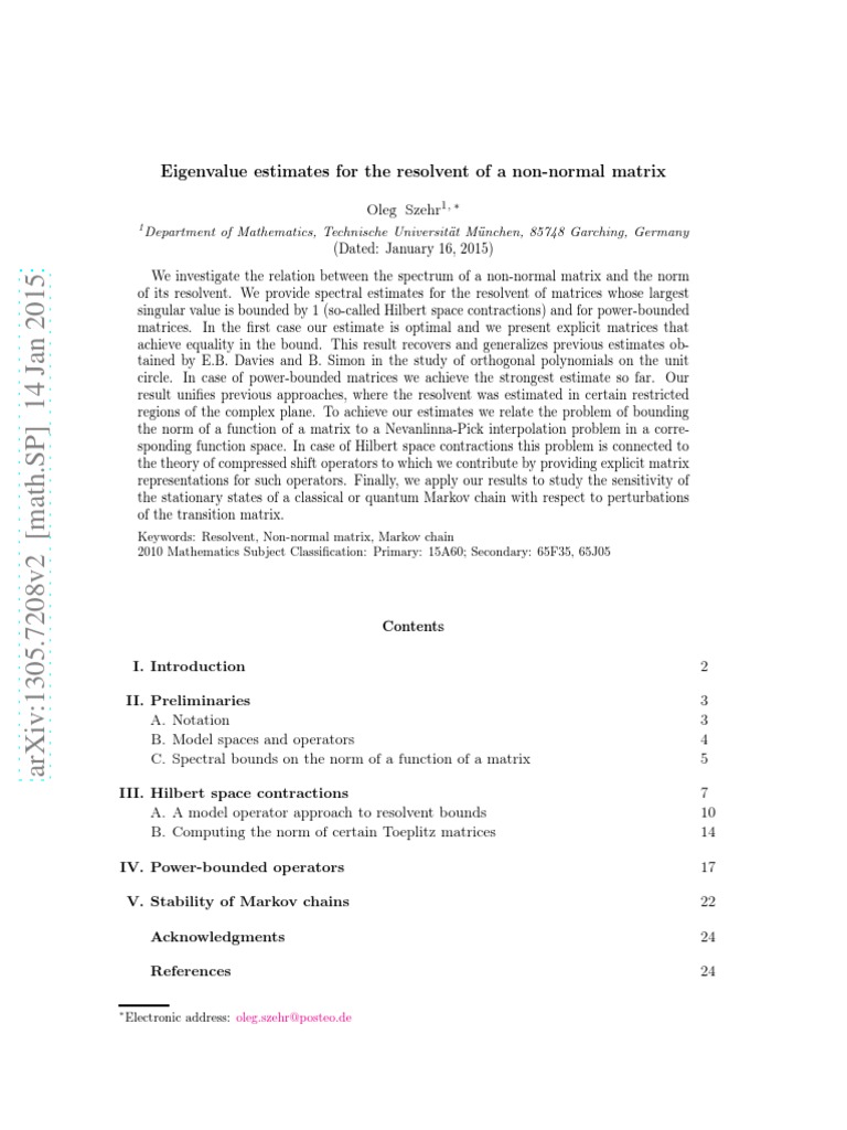 Eigenvalue Estimates For The Resolvent of A Non-Normal Matrix ...