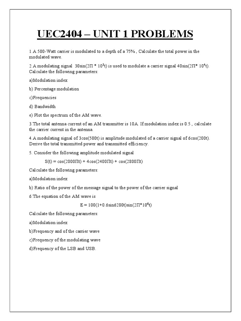 Am Problems | PDF | Modulation | Transmitter
