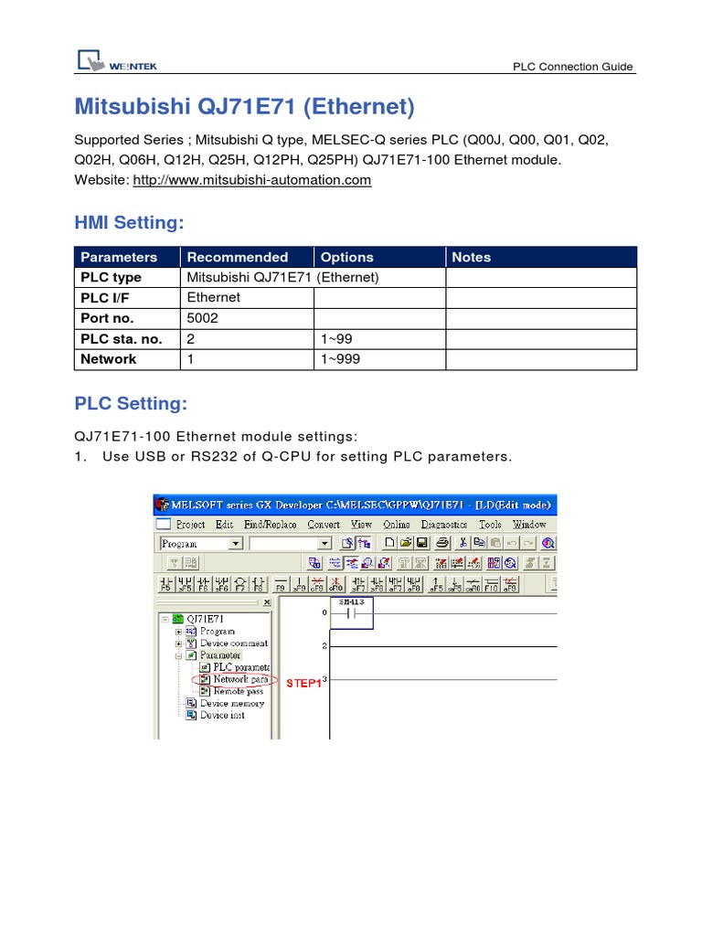 Mitsubishi QJ71E71 Ethernet | PDF | Programmable Logic Controller ...
