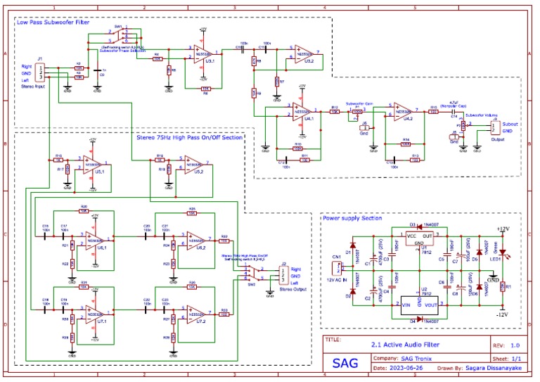 2.1 Active Audio Filter (Schematic) | PDF