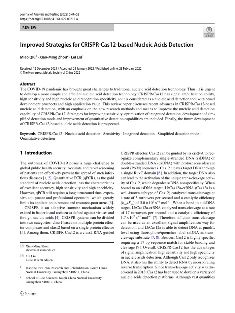 3 Improved Strategies For CRISPR-Cas12-based Nucleic Acids Detection ...