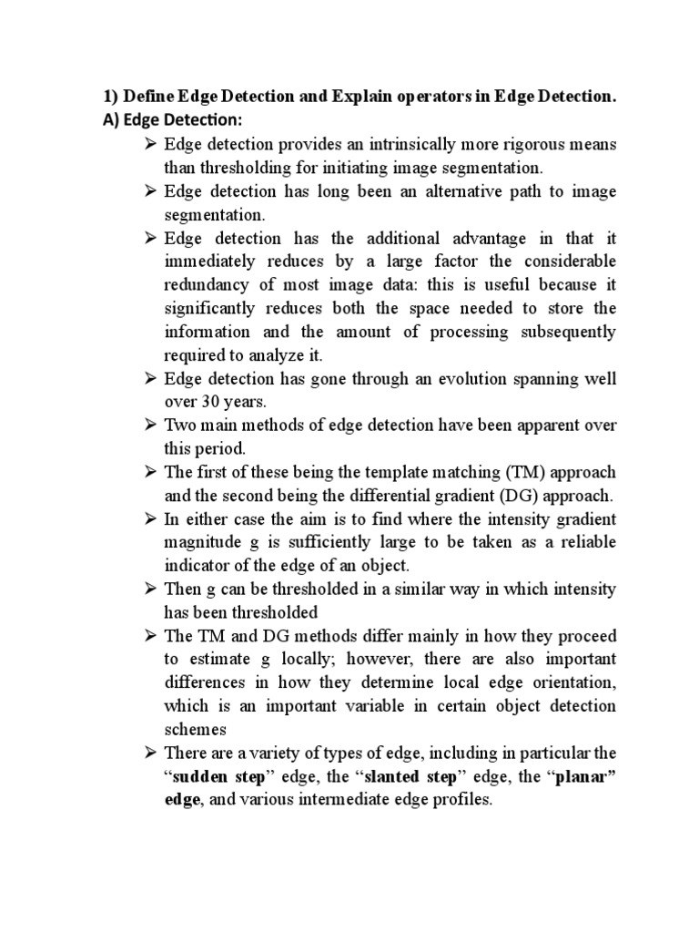 Computer Vision Notes Pdf Image Segmentation Multidimensional Signal Processing