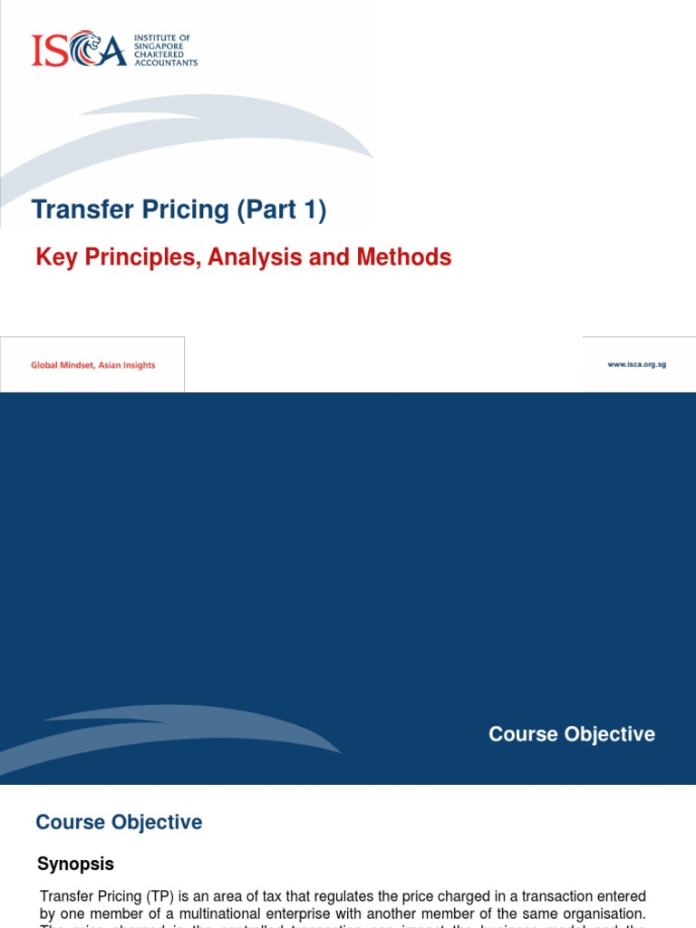Transfer Pricing (Part 1) - TP Key Principles Analysis and Methods ...
