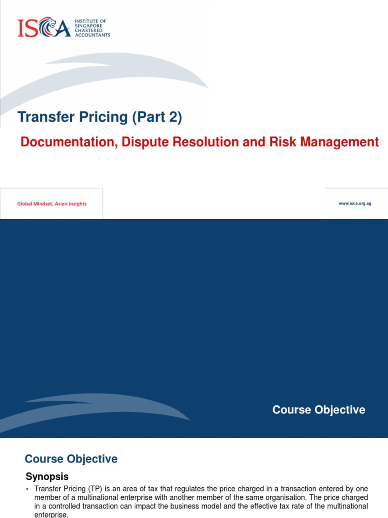 Transfer Pricing (Part 2) - TP Documentation Dispute Resolution and Risk Management | Download ...
