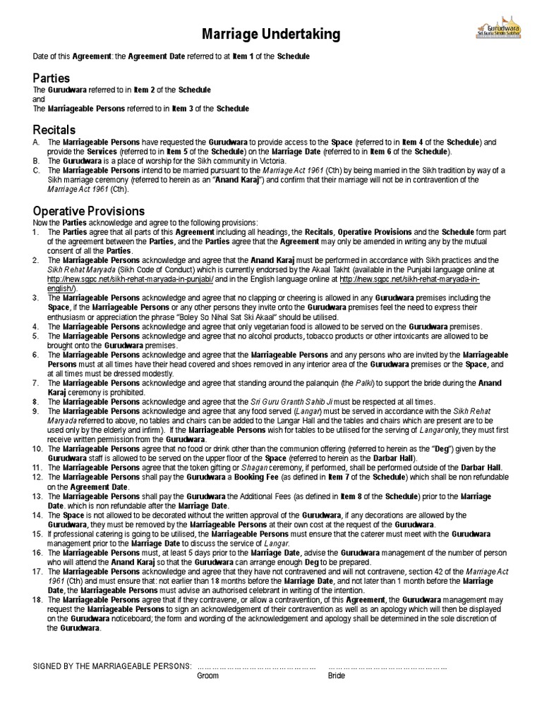 Marriage Undertaking | PDF | Punjab | Nāstika